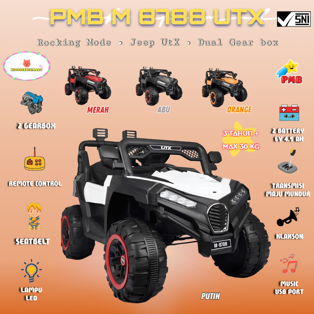 Jual MOBIL AKI ANAK PMB M8788 MODEL JEEP UTX MOBIL REMOTE BISA MODE ...