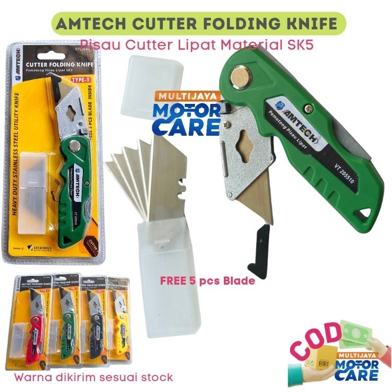 Jual AMTECH Pisau Cutter Lipat Foldable T-Type Cutter Knife Material ...
