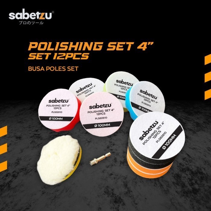 Jual SABETZU Sponge Polishing Set 12pcs 4" Pad Busa Wool Poles Mobil ...
