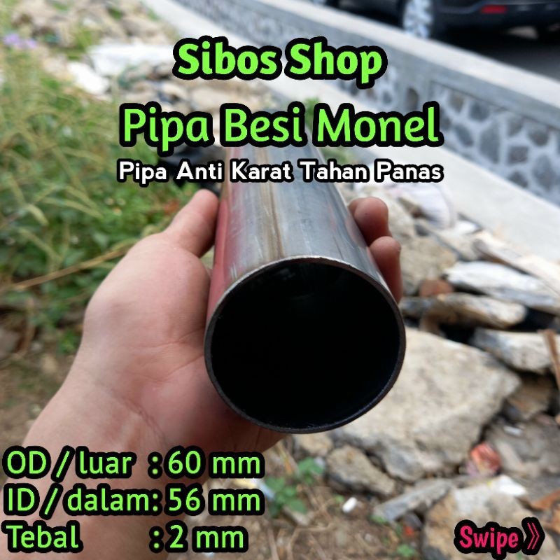 Jual Pipa Besi Monel 2" inchi | Od 60mm Id 56mm Tebal 2mm Panjang 20cm ...