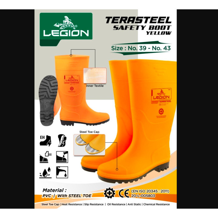 Jual Sepatu Boot Boots Safety Proyek Ujung Lapis Besi Steel Toe Kuning ...