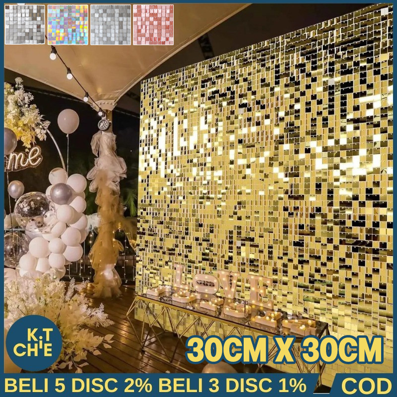 Jual KC 10PCS Backdrop Ulang Tahun Lamaran Wedding Sequin Tile Wall ...