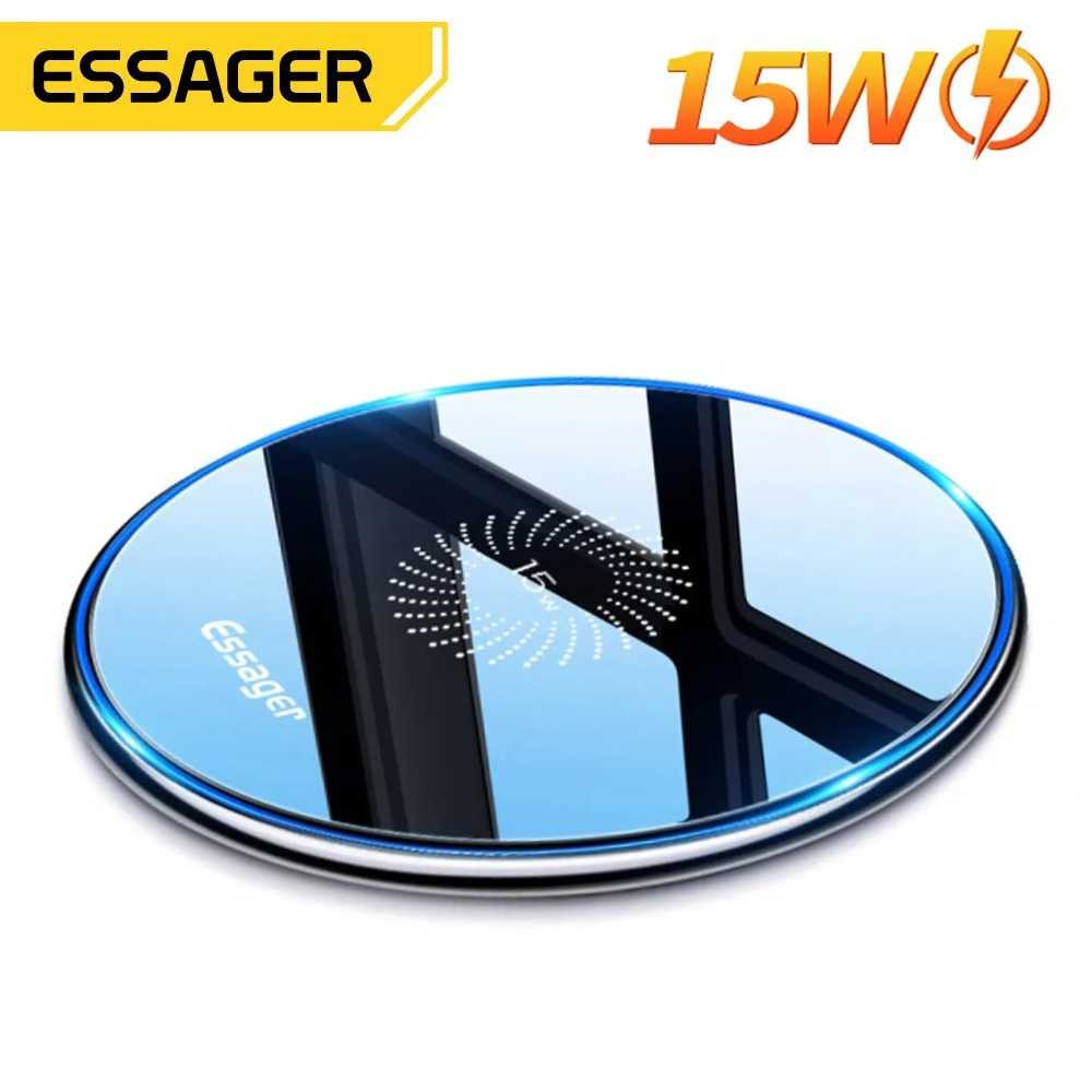 Jual ESSAGER Wireless Charger Qi Magnetic Base Station Mirror LED 15W ...