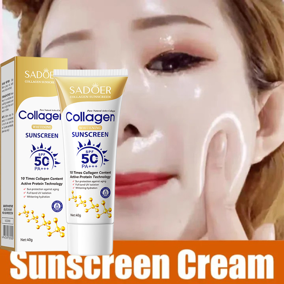 Jual Collagen Sunscreen Cream SPF 50+ PA+++ Glowing Up Sunscreen Lotion Whitening Sunblock Cream ...