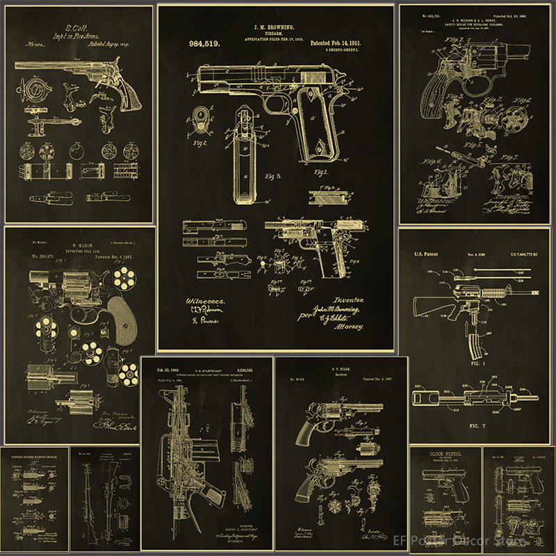 Jual Gun Studies Posters Pistol/Rifle/Revolver Poster Home Room Club ...