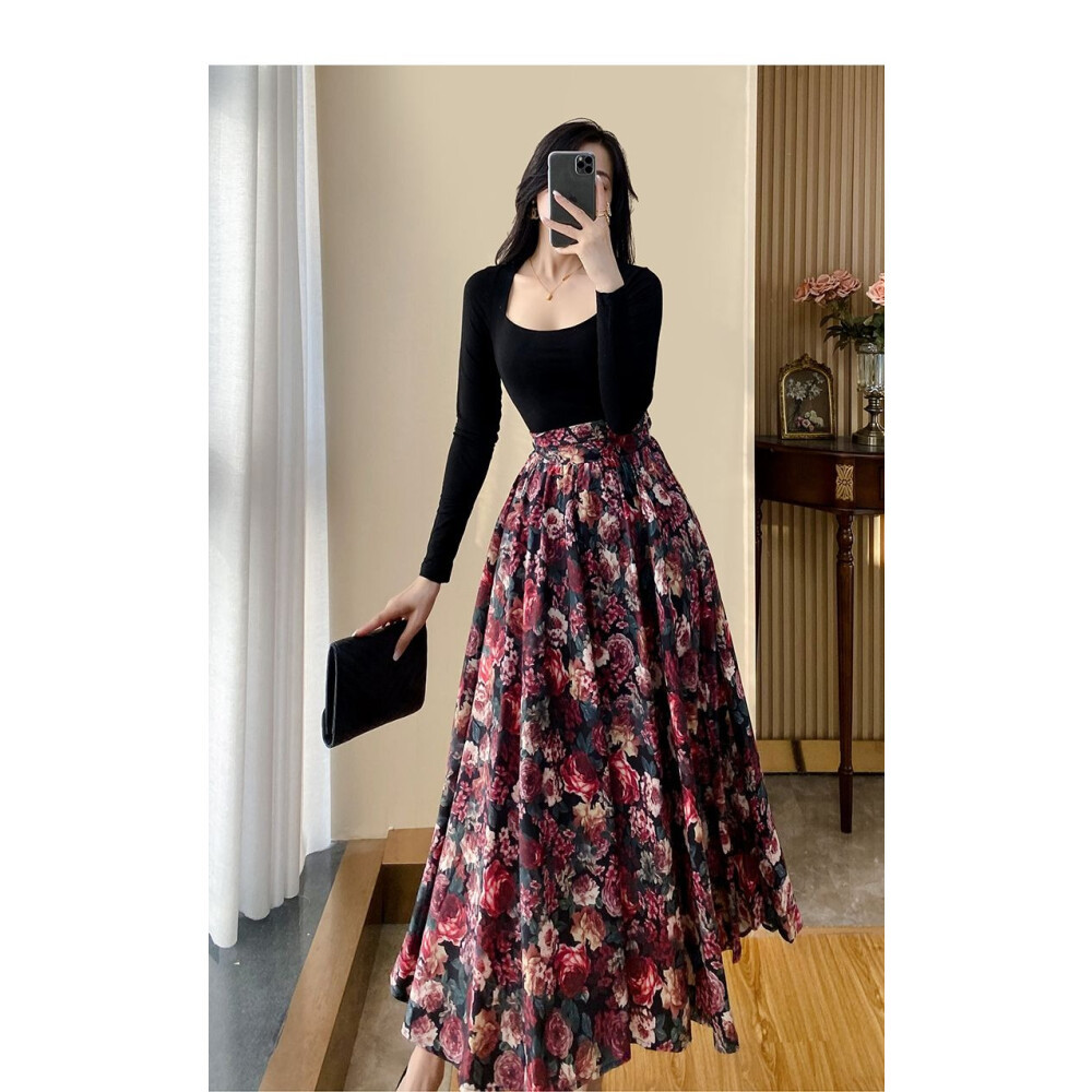 Jual 【ready stock】Setelan Rok Panjang | Motif bunga | Slim fit ...