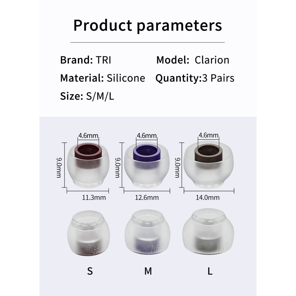 Jual TRI Clarion Eartips Upgrade Silicone Eartips for IEM Earphone - M ...