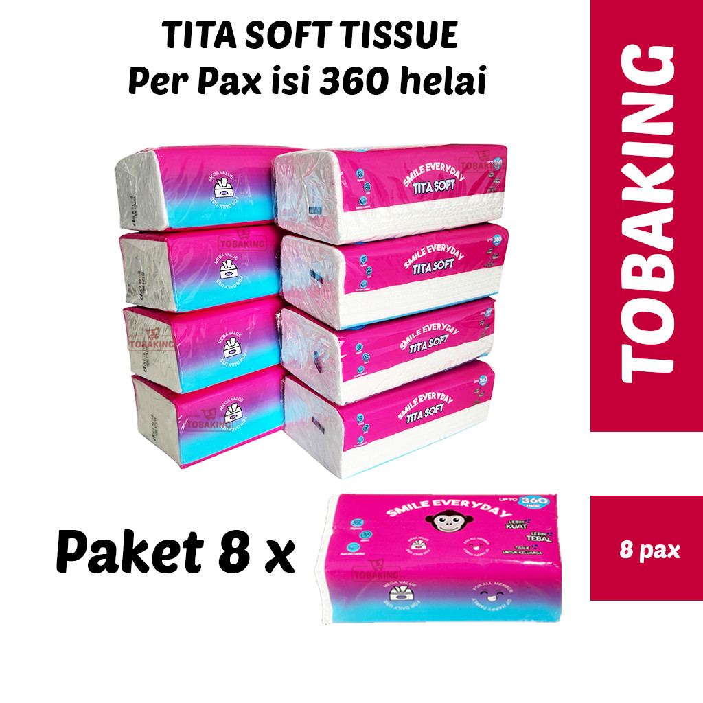 Jual [Paket 8 Pcs] Tisu Tita Soft 360 helai Tissue Titasoft 180 sheet 2 ...