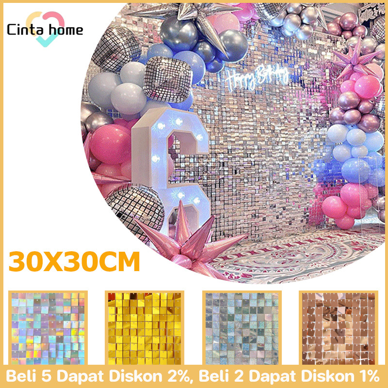 Jual 5/10PCS Sequin Backdrop Backdrop Ulang Tahun Lamaran Wedding ...
