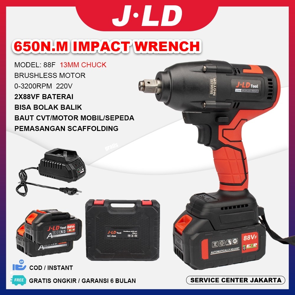 Jual JLD Mesin Bor JLD 650NM 1 Baterai Impact Wrench Cordless Brushless ...
