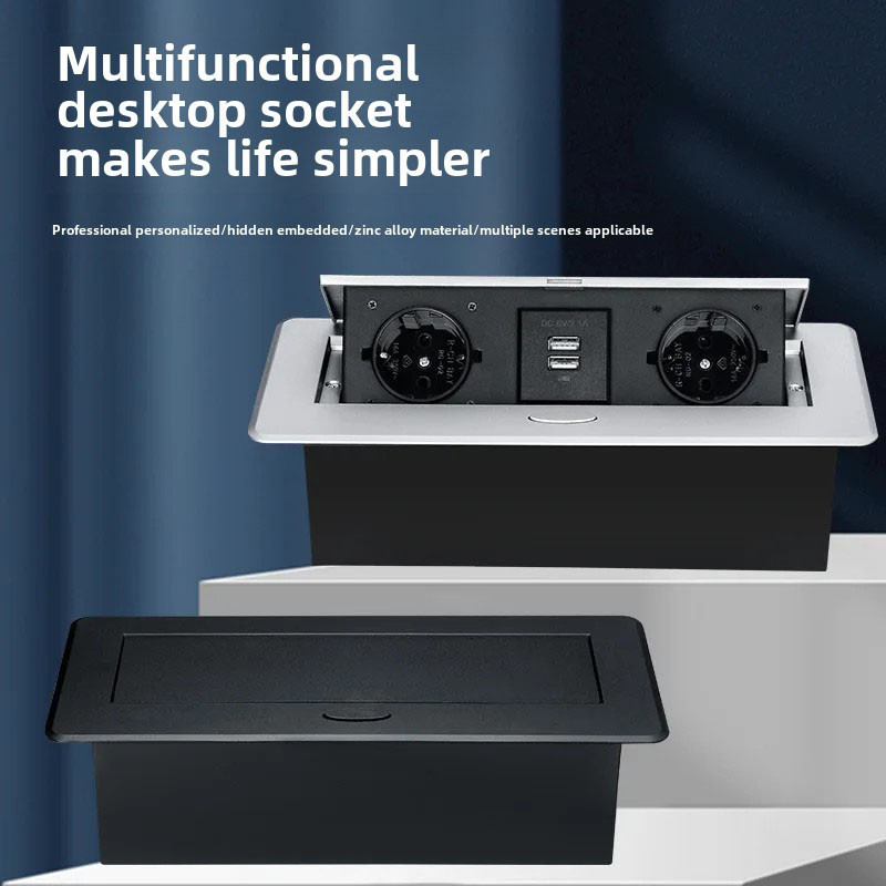 Jual Stop Kontak Meja Meeting Tanam 3 Socket Soft Touch Pop UP System Desk Outlet 2 lubang ...