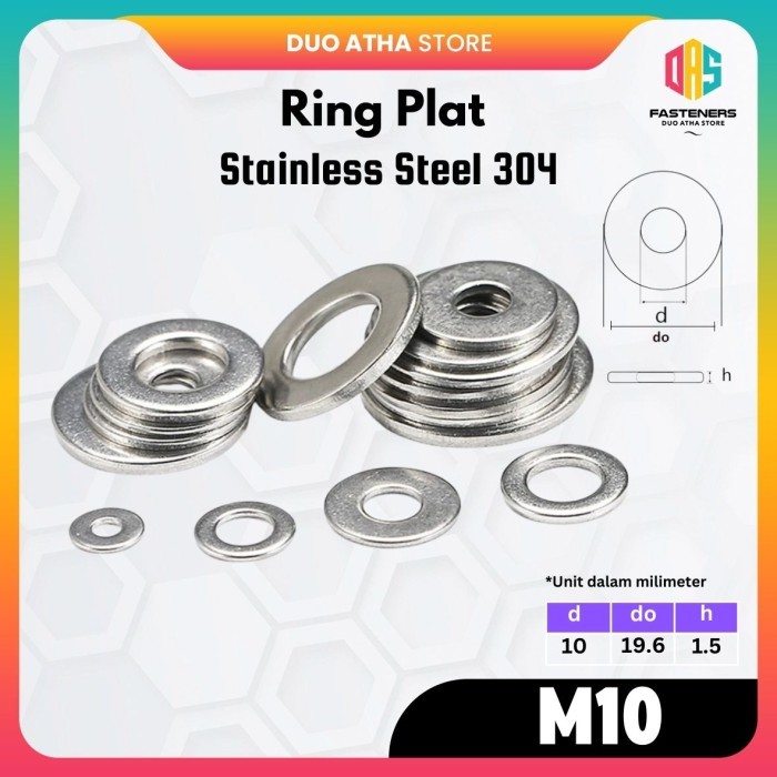 Jual Ring Plat M10 Stainless Steel / Washer Flat M10 SS304 | Shopee ...