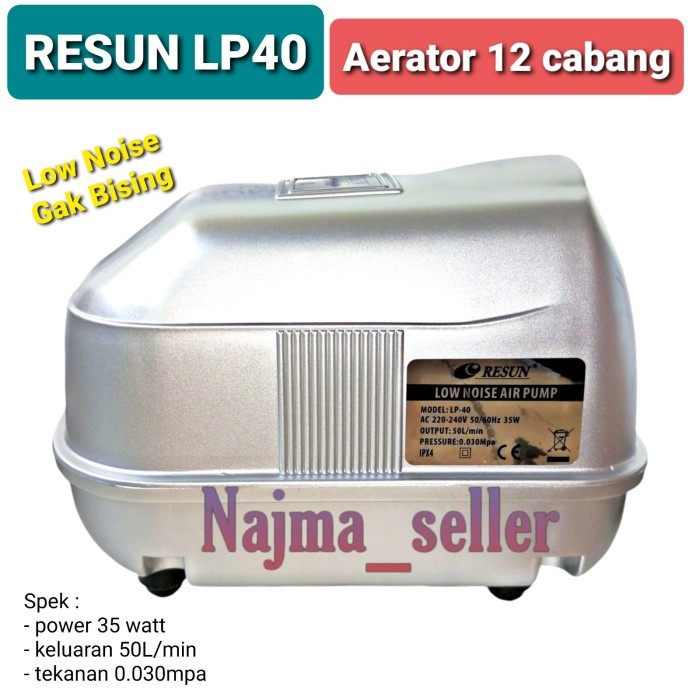 Jual Paket RESUN LP 40 lp40 Aerator Kolam Blower 12 Lubang Airstone Bulat Panjang Kebutuhan ...