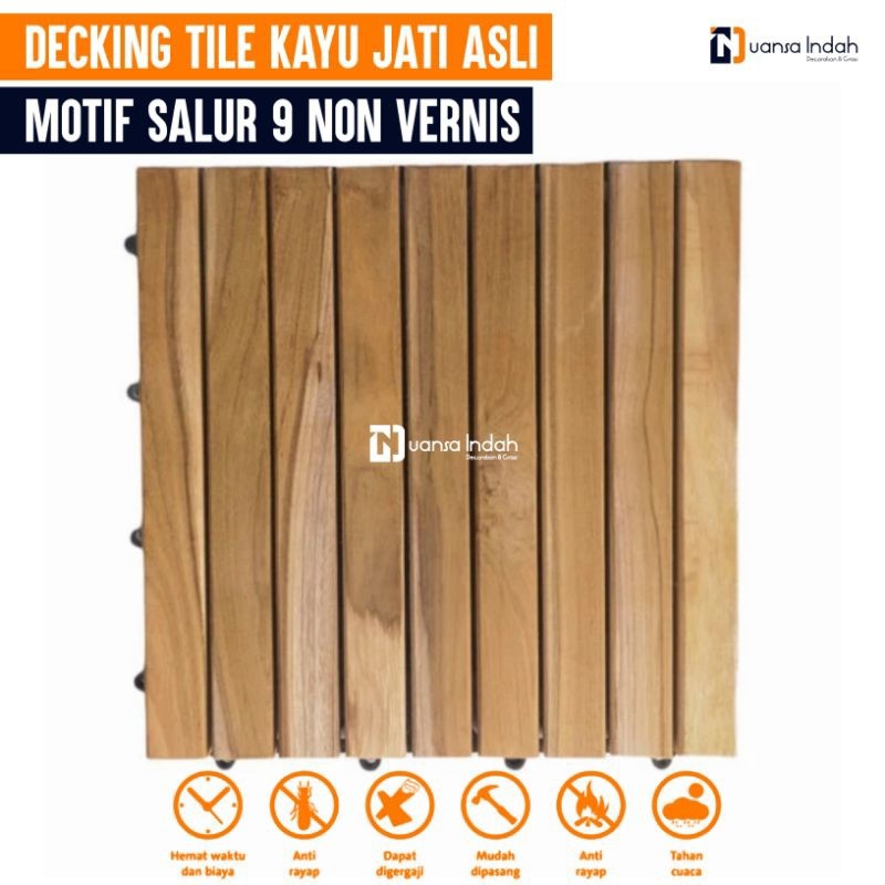 Jual DECKING TILE KAYU JATI ASLI MOTIF SALUR 9 NON FINISHING | Shopee ...