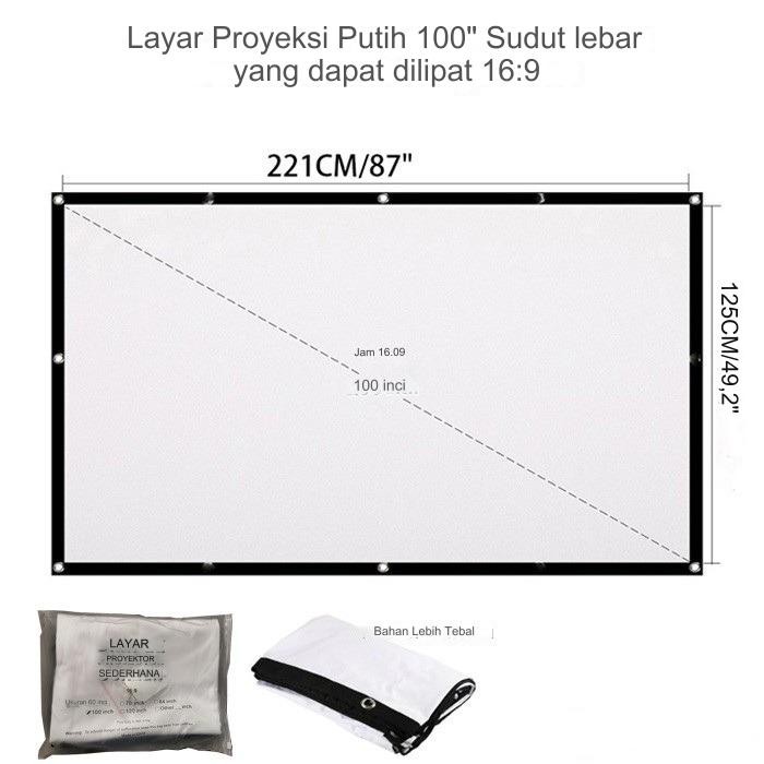 Jual Kain Layar Proyektor 100 Inch Polyester Sreen Projector Free ...
