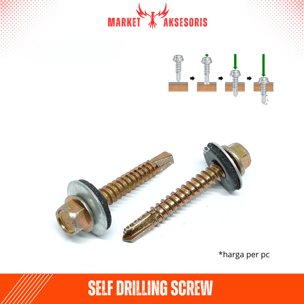 Jual MARKET AKSESORIS Self Drilling Screw SDS 12 x 25 Sekrup Baut Hex ...