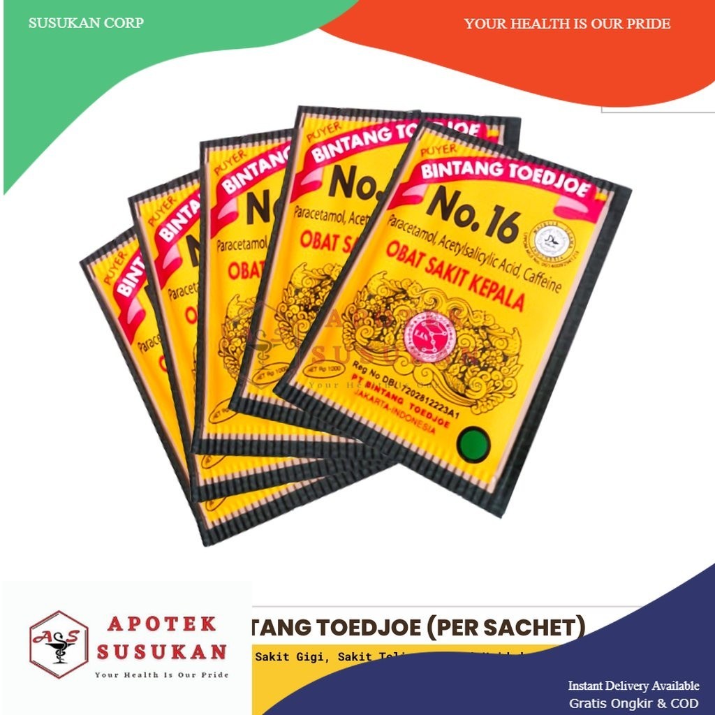 Jual PUYER 16 BINTANG TOEDJOE OBAT SAKIT KEPALA ECERAN SACHETAN ...