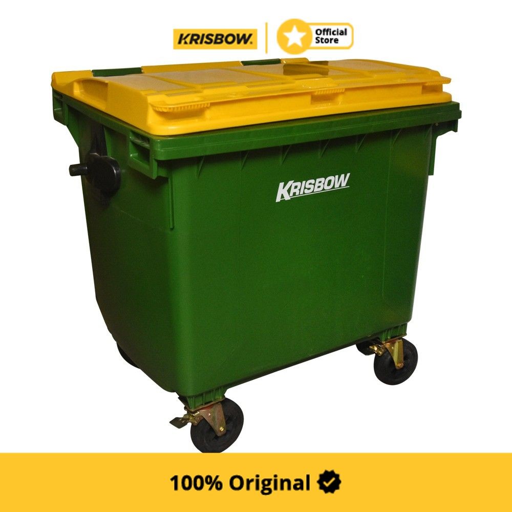 Jual Krisbow Dust Bin Tempat Sampah Outdoor Dengan Tutup 1100 Ltr | Shopee Indonesia