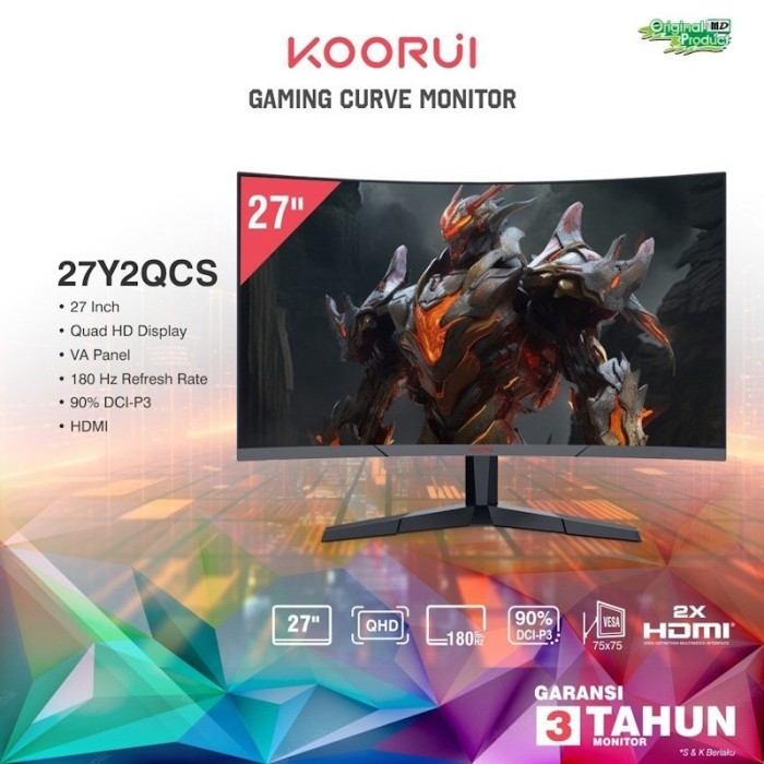 Jual Monitor LED KOORUI 27Y2QCS - 27" QHD Gaming Curve Monitor 180Hz 27 ...