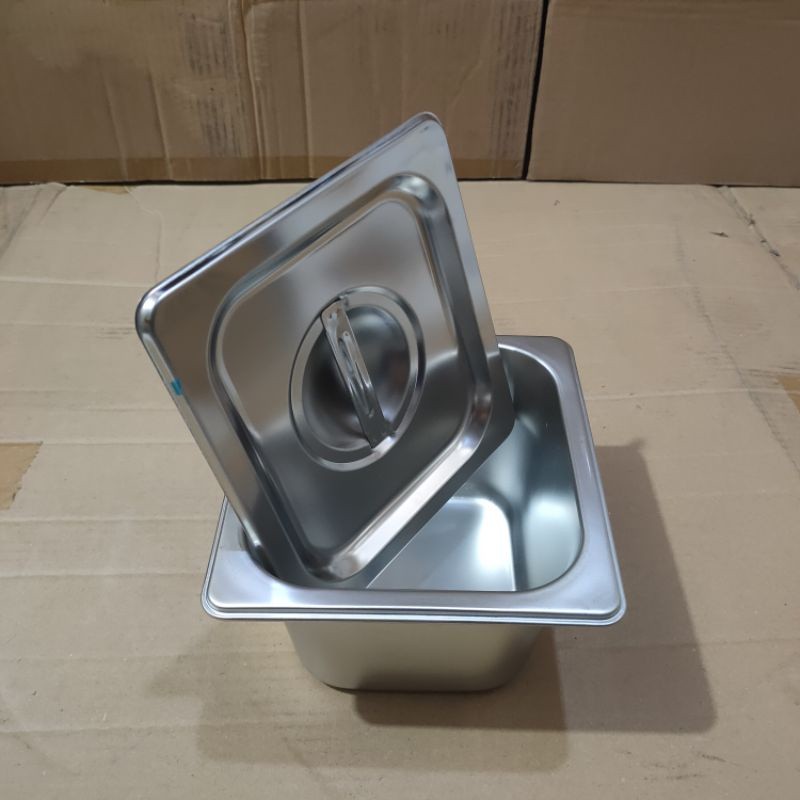 Jual AY76NZ Food Pan Stainless + Tutup 1/6 x 10cm (17,6 x 16,2 x 10cm) | Shopee Indonesia