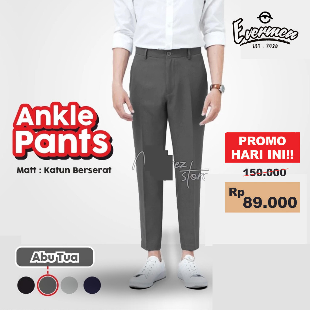Jual Celana Panjang Pria Ankle Pants Premium Celana Bahan Ankle Pants Formal Kantor Kerja Pria ...