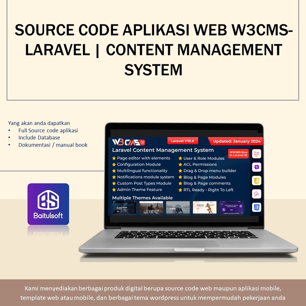 Jual SOURCE CODE APLIKASI WEB W3CMS-LARAVEL | CONTENT MANAGEMENT SYSTEM | Shopee Indonesia
