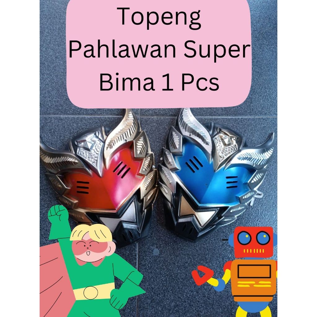 Jual TOPENG PLASTIK SUPERHERO BIMA X PUTIH BIRU MERAH 1 PCS | Shopee ...