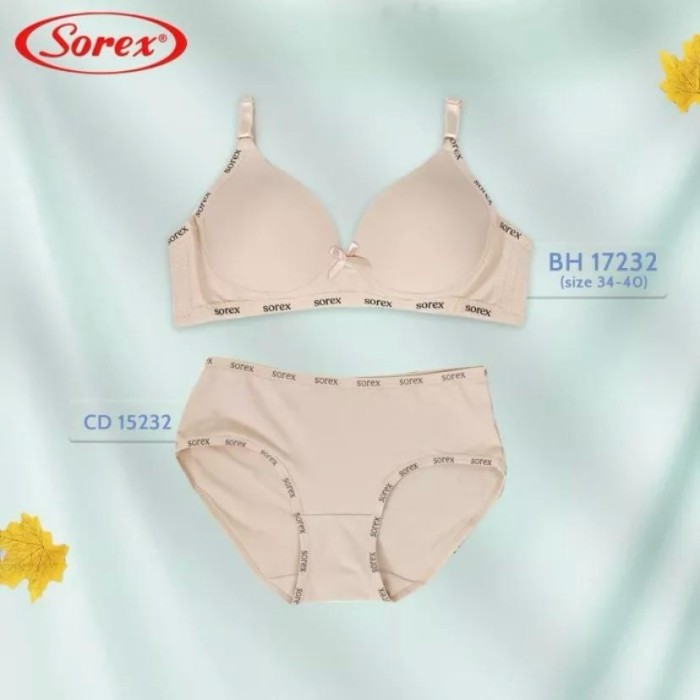 Jual SOREX Bra Set Super Soft Busa Tanpa Kawat Cup B (BH+CD) BH Set ...