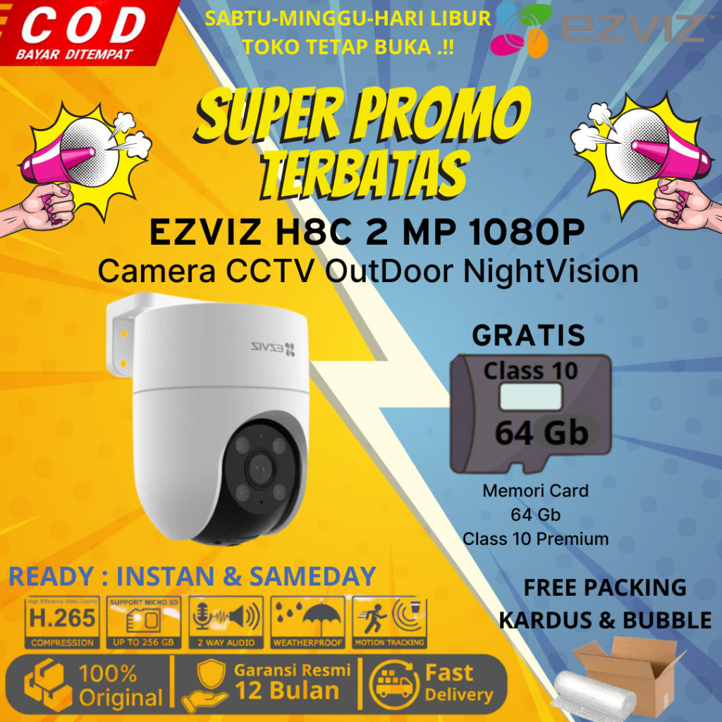 Jual Garansi EZVIZ H8c 2MP Smart CCTV Wifi IP Camera Outdoor Rotate ...