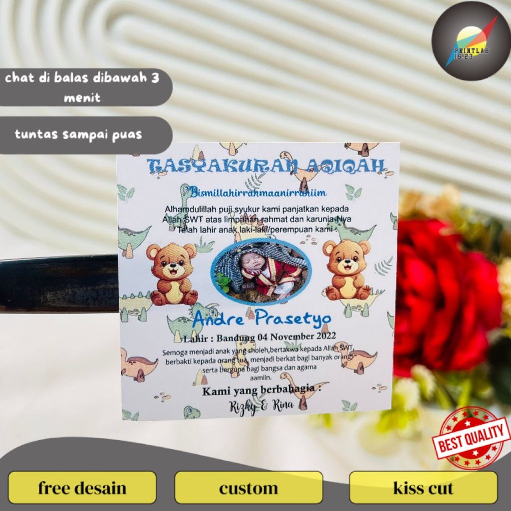 Jual PrintLab 5-8 Sticker Sykuran Tasyakuran Aqiqah Bayi Stiker Acara ...