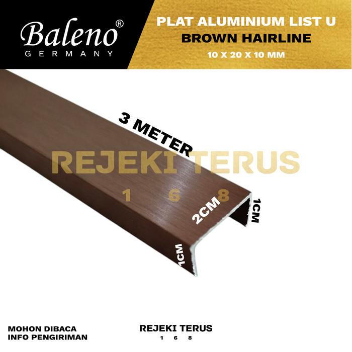 Jual Plat Aluminium List U BROWN HAIRLINE 1 x 2 x 1 cm Coklat HL Edging ...