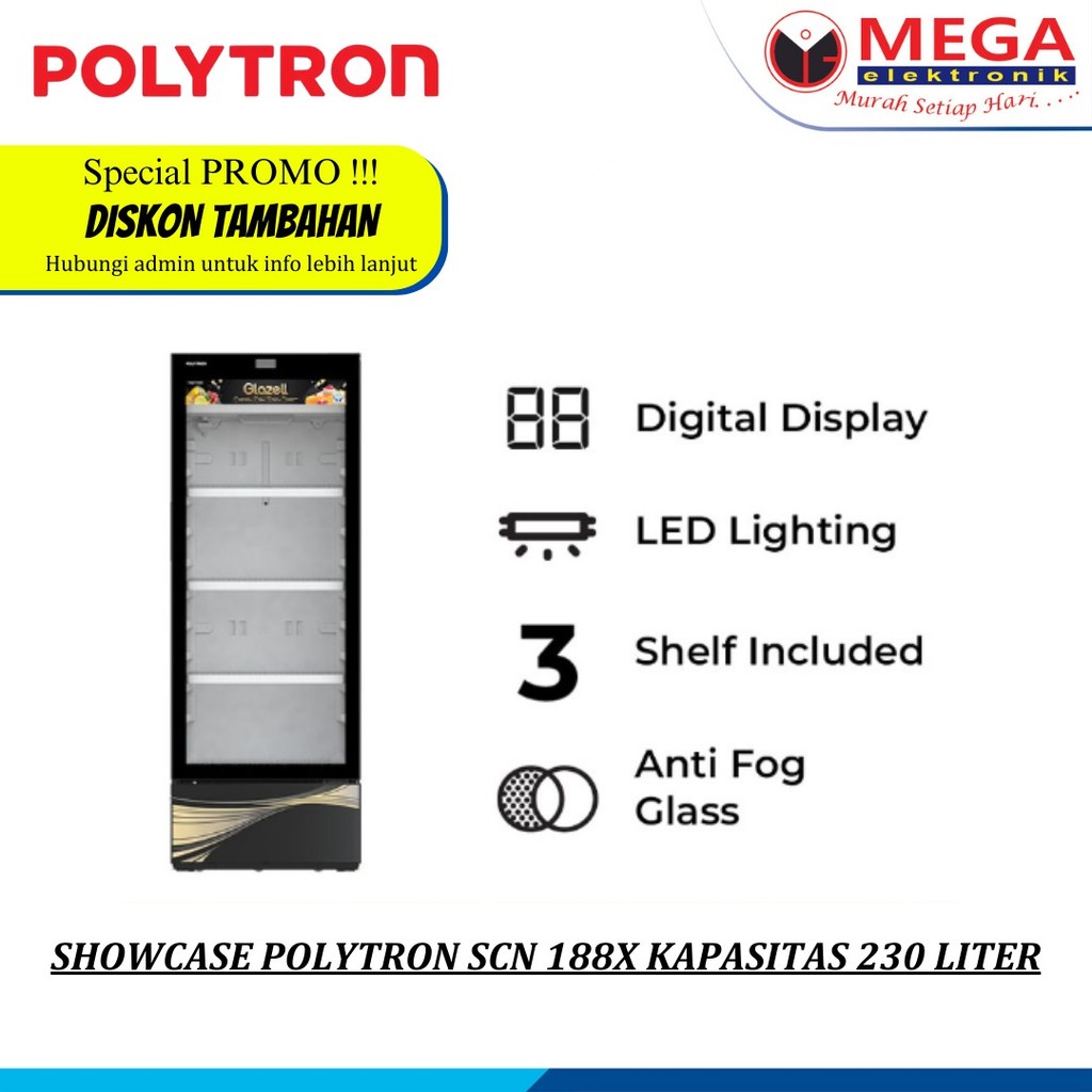 Jual SHOWCASE POLYTRON SCN 188X KAPASITAS 230 LITER | Shopee Indonesia