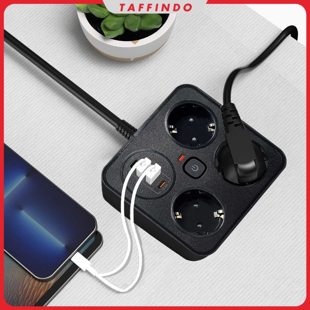 Jual Stop Kontak 3 Lubang USB Type C EU Plug 13A 250V 3250W - BKL-E34 | Shopee Indonesia