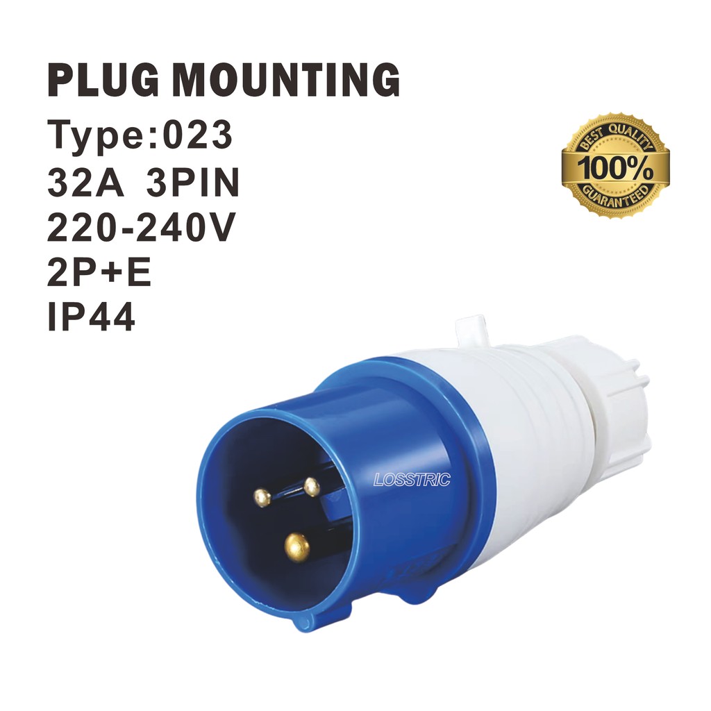 Jual Industrial Socket / Plug Mounting 3PIN 32A Male Steker 023 ...