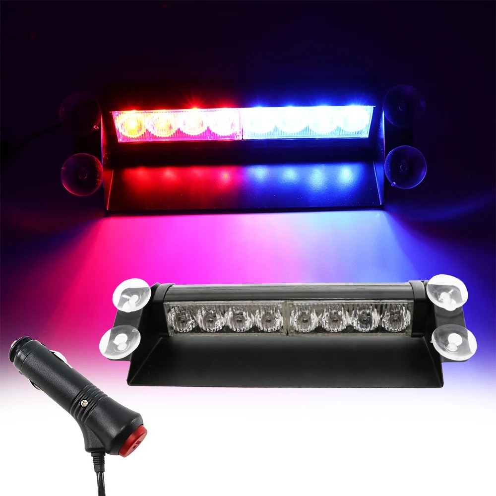 Jual 8 LED Universal Car Strobe Light Flasher Vehicle Windshield ...