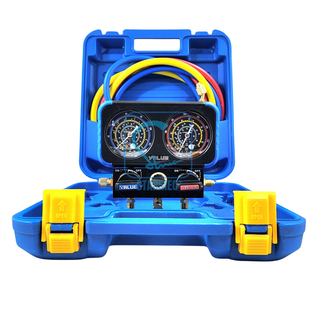 Jual Manifold AC Value R22 R134a R404A R407C Double Gauge VRM2-B-0501 | Shopee Indonesia