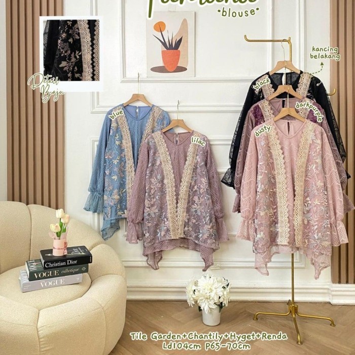 Jual FAHRANA - Blouse Baju Kondangan Kebaya Modern Brukat Bunga Tile ...