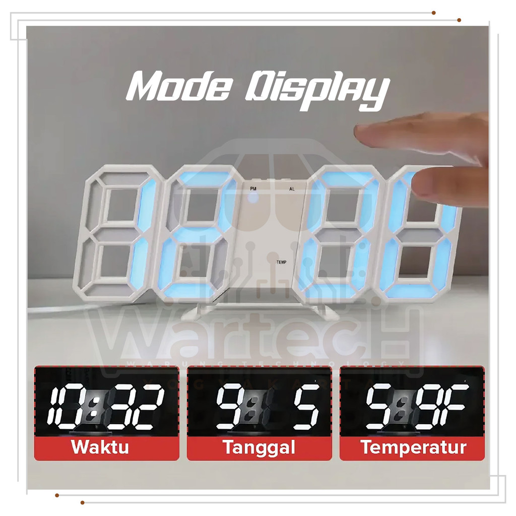 Jual Digital Jam Alarm Dinding 3D Bisa Cek Suhu Temperatur ACCESSGO LED DIGITAL CLOCK Jam Meja ...
