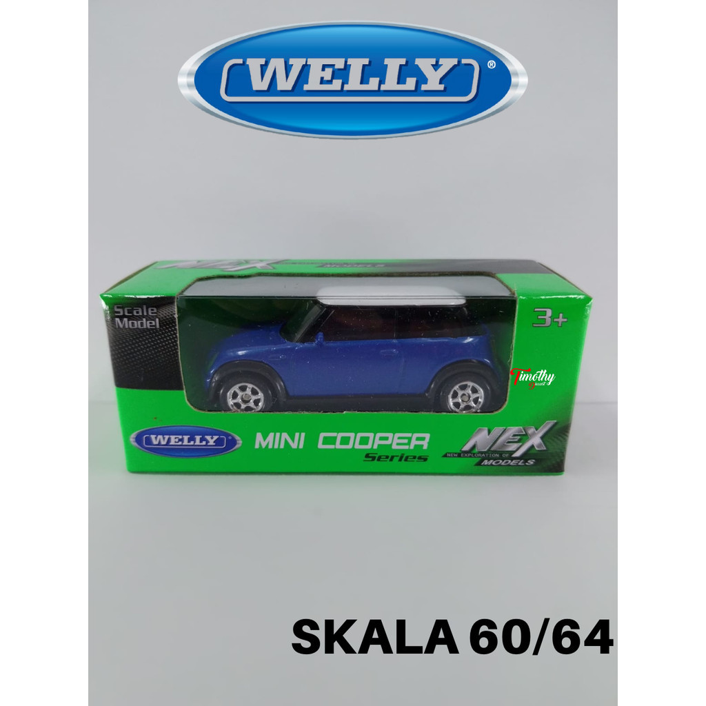 Jual Diecast Welly Nex Skala 60 Mini Cooper Biru Atap Putih | Shopee ...