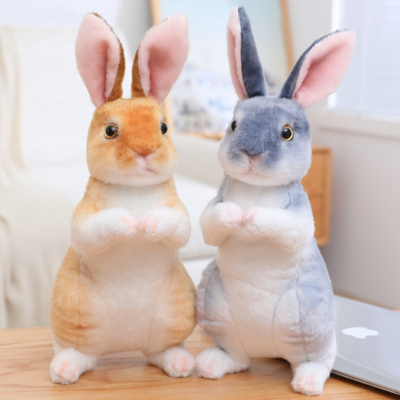 Jual Realistic Cute White Plush Rabbits Lifelike Animal Photo Props ...