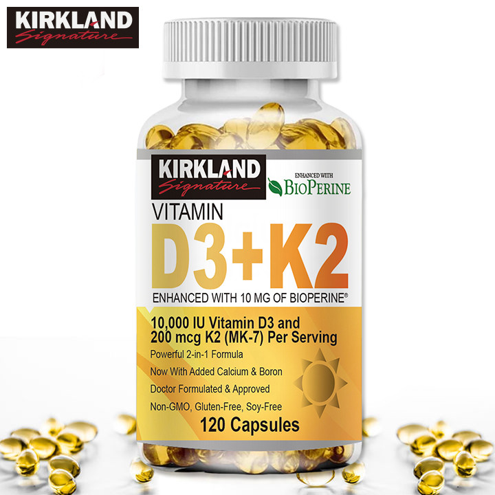 Jual KIRKLAND Vitamin D3 K2 Capsules 10000 IU (250mcg) D3 + 200mcg K2 ...