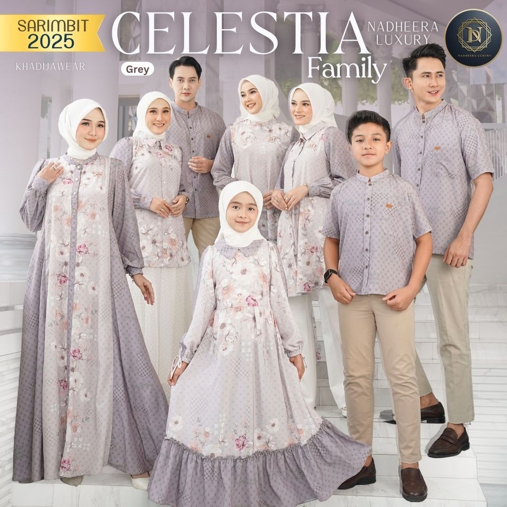 Jual CELESTIA GREY FAMSET NADHEERA LUXURY SARIMBIT 2025 COUPLE LEBARAN TERBARU CELESTIAL MEWAH ...