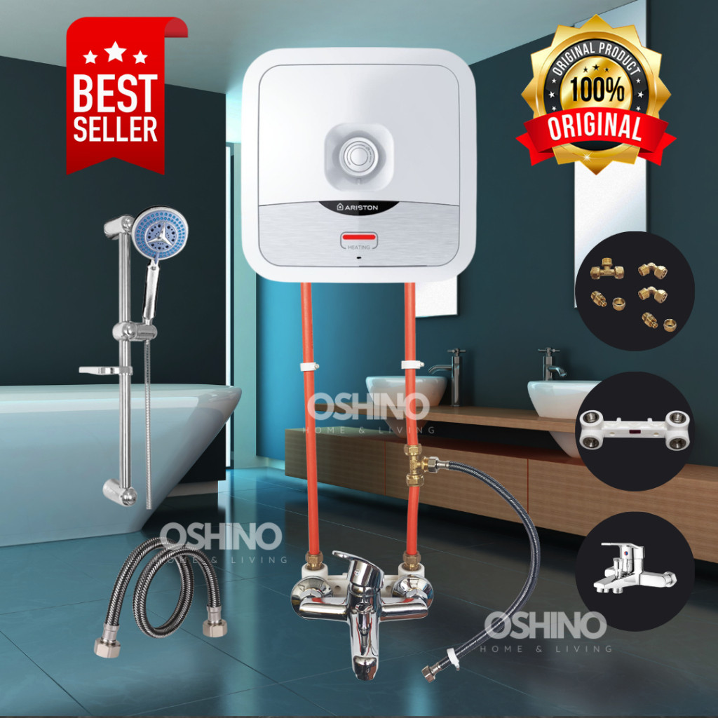 Jual Paket Lengkap Water Heater Pemanas Air Kamar Mandi Ariston 30 ...