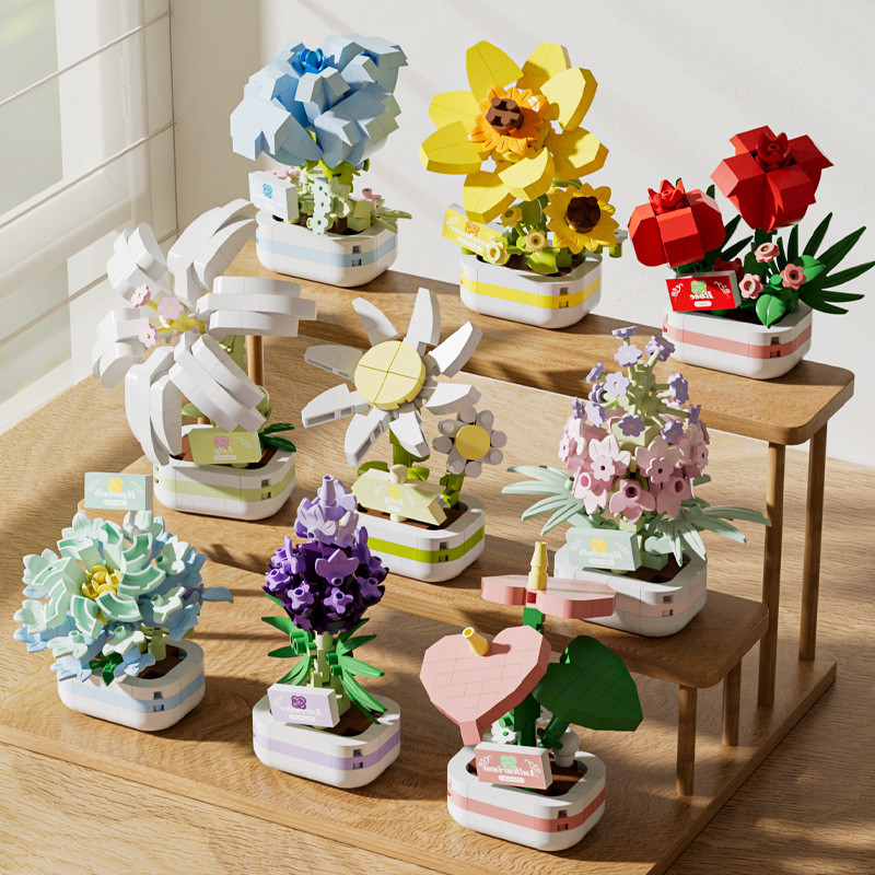 Jual Bouquet Flower Adult Construction Christmas Tree Building Blocks ...
