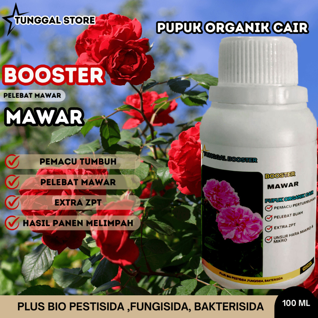 Jual Pupuk Organik Cair Tanaman Hias Bunga MAWAR Plus Hormon ZPT ...