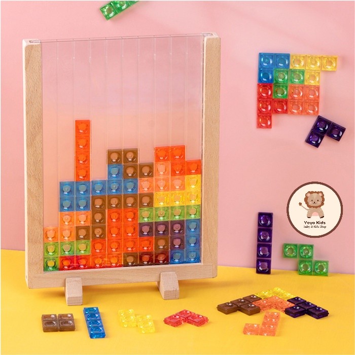 Jual DH53T Mainan Anak Tetris Game Balok Kayu Creative 3D Edukasi ...