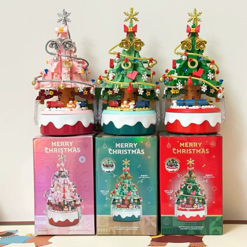 Jual JG94M rotating christmas tree music box bricks diy balok pohon ...
