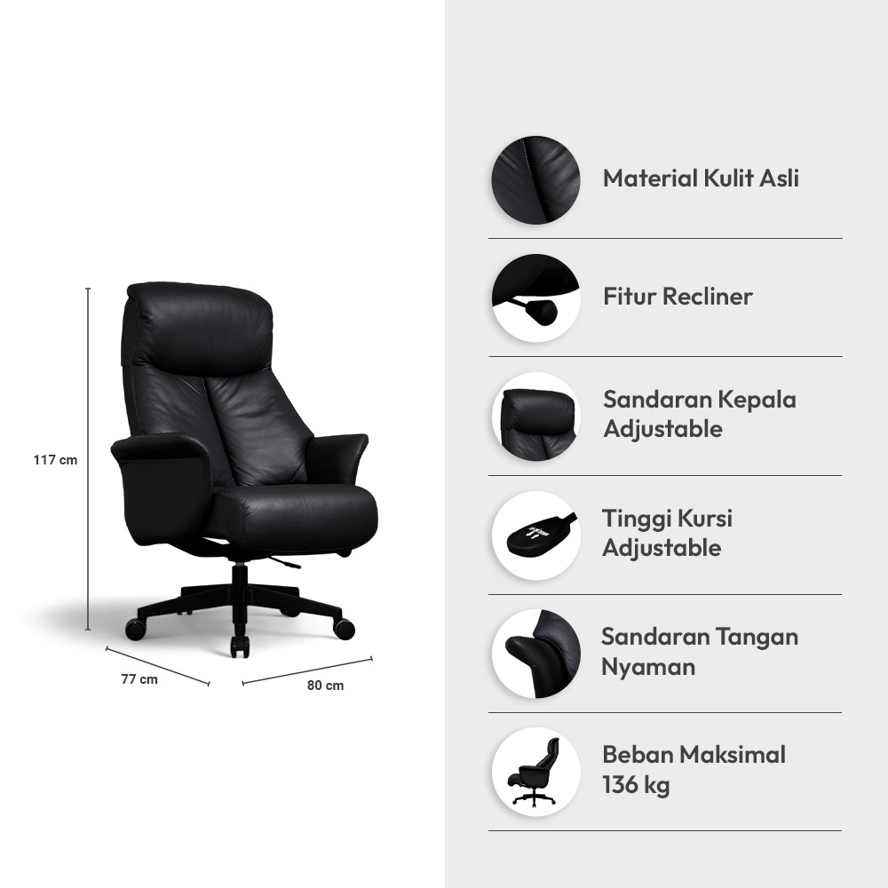 Jual Informa Leone Kursi Kantor - Hitam Tempat Duduk Kerja Dengan Roda ...