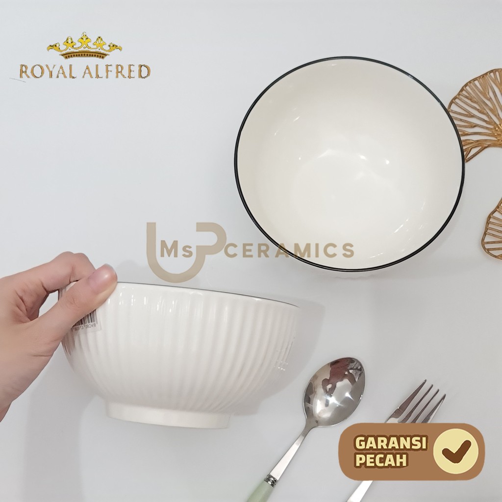 Jual ROYAL ALFRED Mangkok Keramik SHANA Putih Polos 6 Inch Mangkok ...