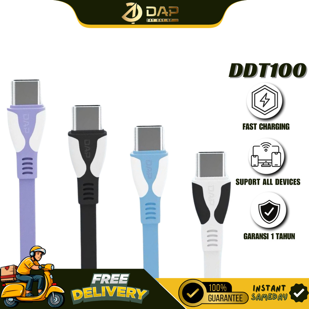 Jual DAP DDT100 Kabel Data Type-C 100cm Fast Charging 3.0A - Garansi Resmi 1 Tahun | Shopee ...